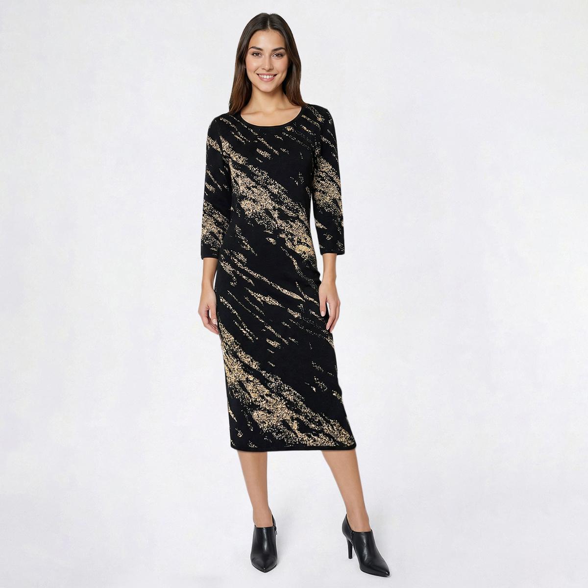 Click here for Womens Nina Leopard 3/4 Sleeve Marble Lurex Sweate... prices